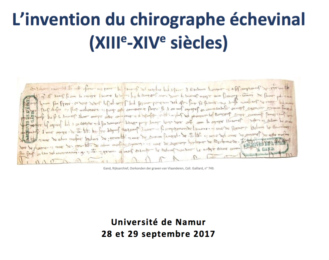 Colloque – L’invention du chirographe échevinal (XIIIe-XIVe siècles ...