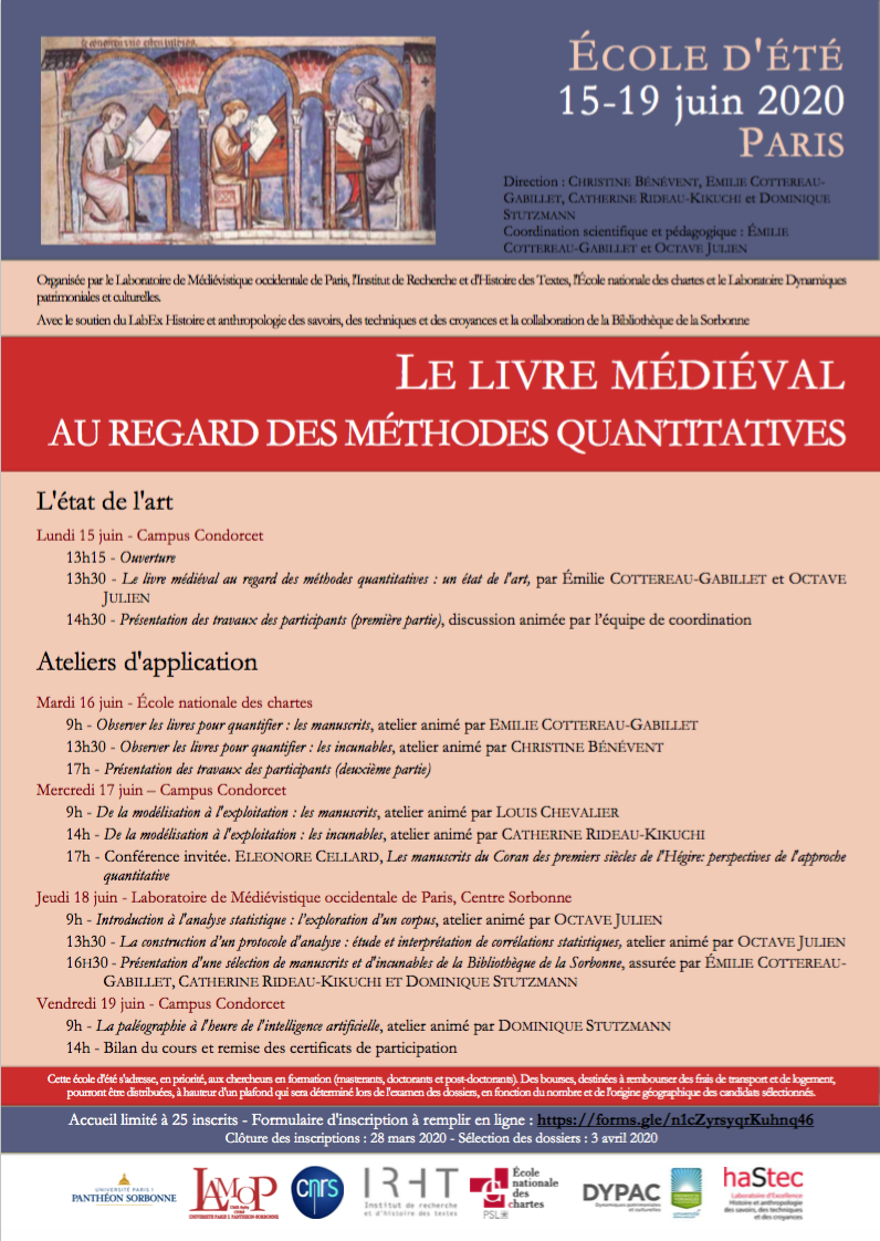 École d’été – Le Livre médiéval au regard des méthodes quantitatives ...
